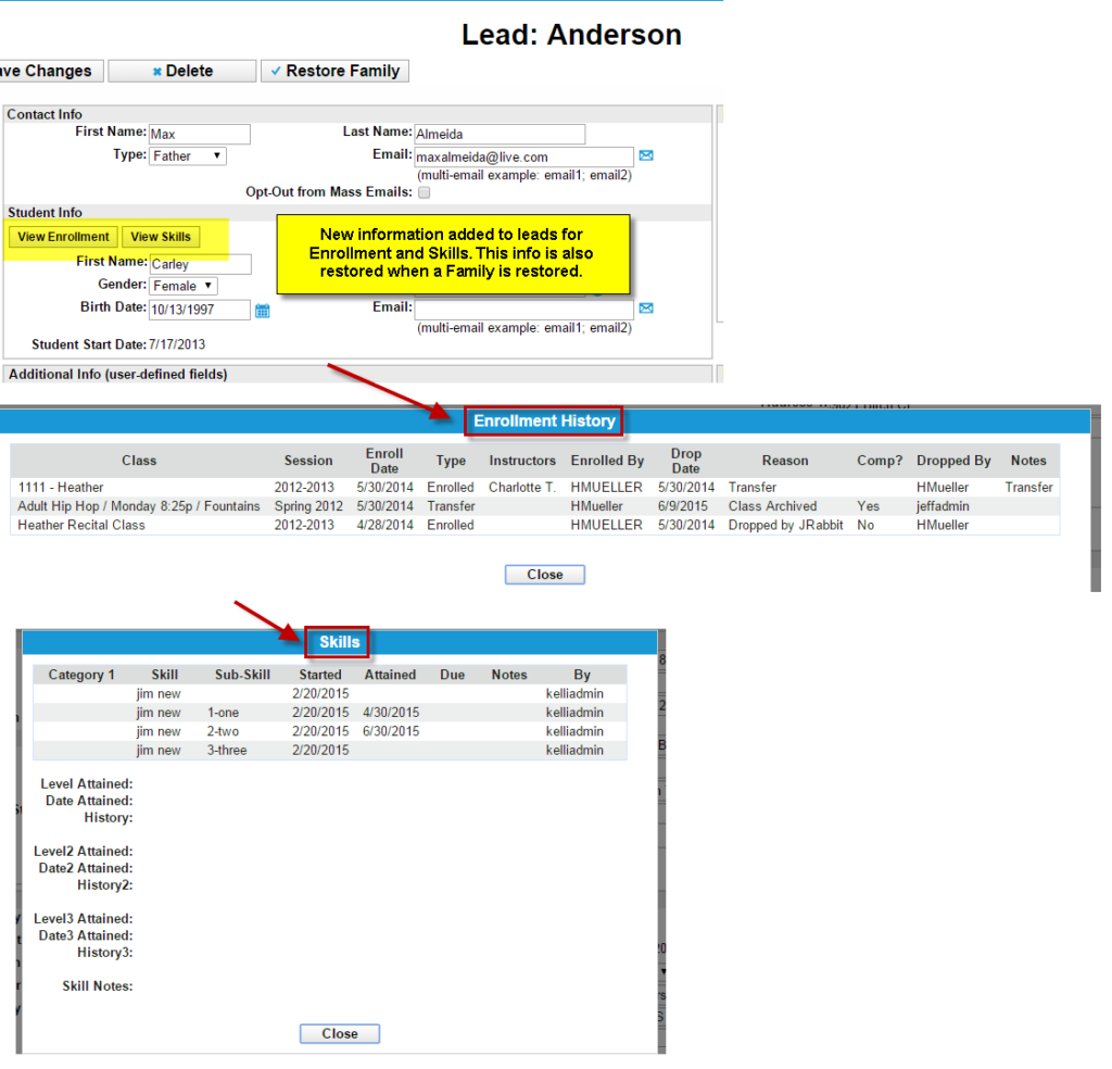 NEW: Lead File Saves Enrollment and Skills - Jackrabbit Dance
